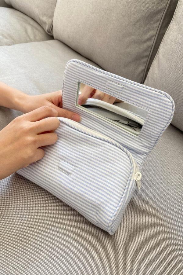Brandy Melville | ACCESSORIES Stripe Makeup Bag Light Blue with White ...