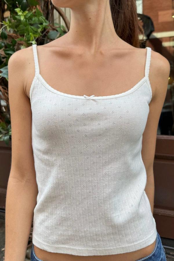 Brandy Melville TUBES & TANKS | CLOTHING Skylar Eyelet Tank Natural ...
